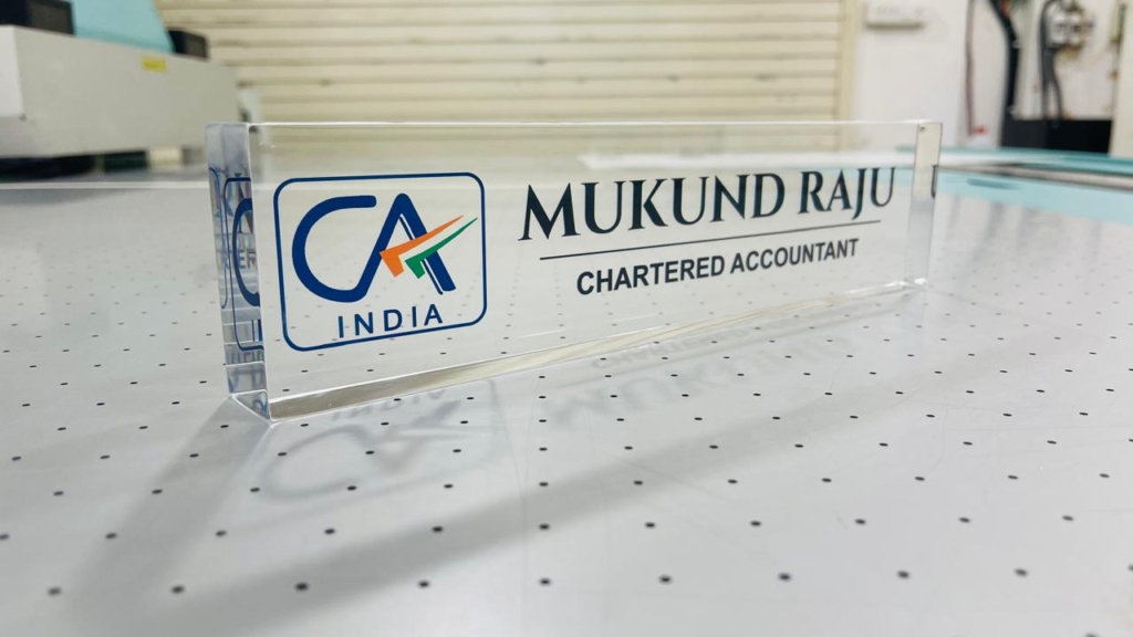 Executive Acrylic Desk Name Plates for Chartered Accountant - ooclas