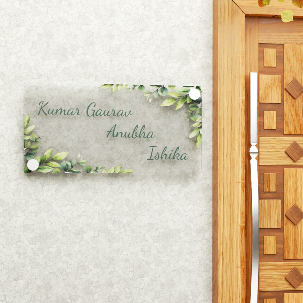 Home Entrance Customized Name Plate Flower Design - ooclas